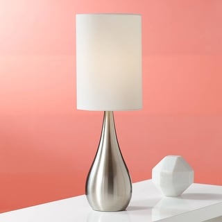 Teardrop 21" High Modern Brushed Nickel Table Lamp - 21" x 7" - Bed ...