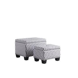 17" Tall Storage Ottoman with Additional Storage Seating, Gray and ...