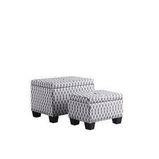 Diamond Cotton Storage Ottoman Set of 2 with Nailhead Trim Bottom ...