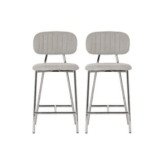 Ariana Grey Upholstered Counter Stool - Silver Legs (Set of 2) - Bed ...