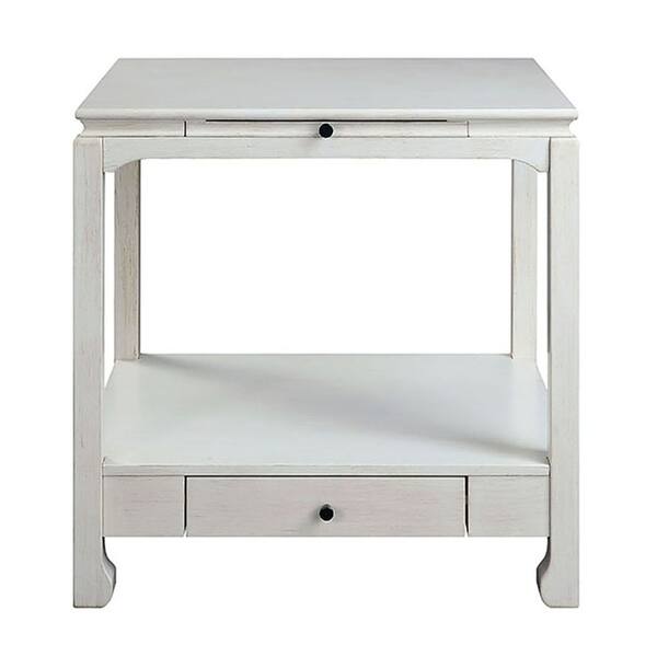 Enigmatic Antique White Accent Table with Shelf - Bed Bath & Beyond - 39408607
