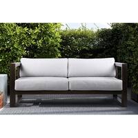 Paradise Solid Eucalyptus Wood 69.5" Outdoor Patio Sofa with Gray ...