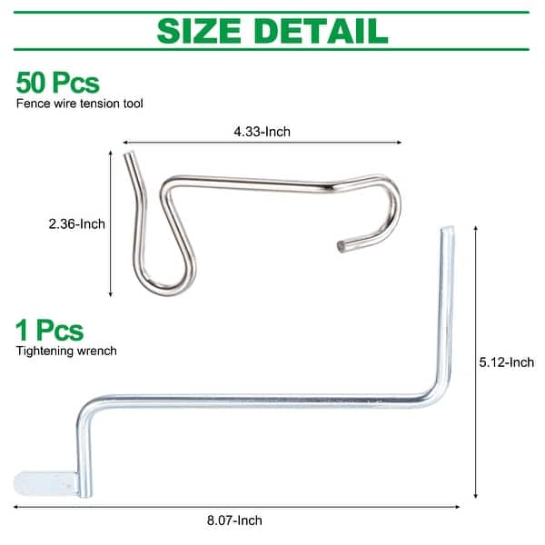 50Pcs Fence Wire Tensioner Tool with Tightener Handle Steel Barb Wire ...