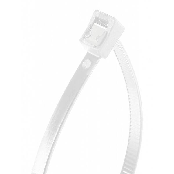 50 Pcs, Self Cutting Cable Ties, 8 in., Natural, Nylon 6/6; Natural ...