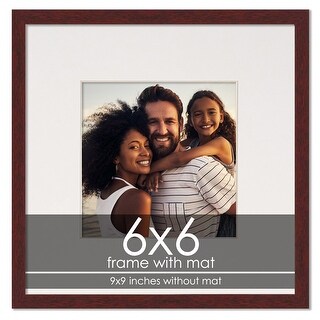 6x6 Frame with Mat - Brown 9x9 Frame Wood Made to Display Print or ...