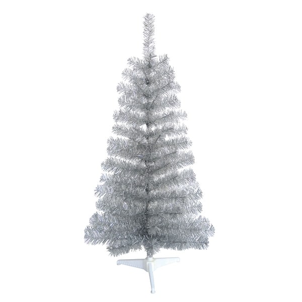 Large Silver Tinsel Mini Christmas Tree for Holiday Decor - Bed Bath ...