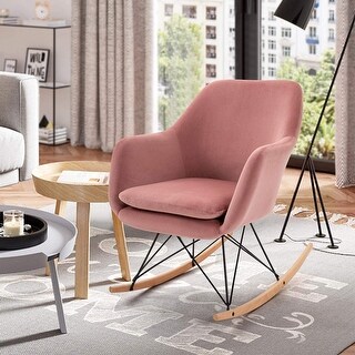 Idalia Pink Velvet Rocking Accent Chair - Bed Bath & Beyond - 35766546