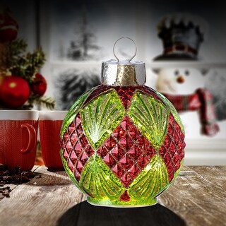 7.5" LED Battery Operated With Timer Glass Ornament Ball - Bed Bath ...