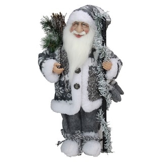 16" Gray and White Country Santa Claus Christmas Figure - Bed Bath ...
