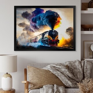 Designart "Train On The Move I" Transportation Train Framed Wall Art ...