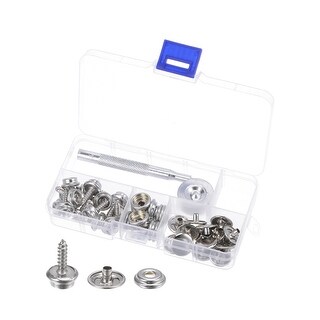 15 Sets Screw Snap Fasteners Kit 15mm Metal Snaps with Tool, Silver ...