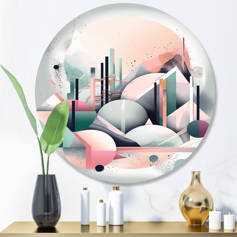 Designart "Essence Of Abstract Minimalism I" Minimalism Metal Round ...