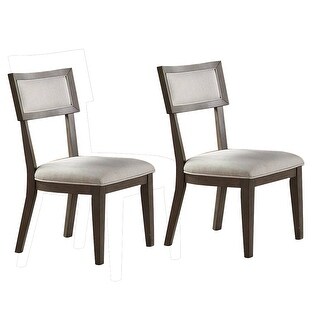 Side Chair with Padded Seat and Curved Panel Back, Set of 2, Beige ...