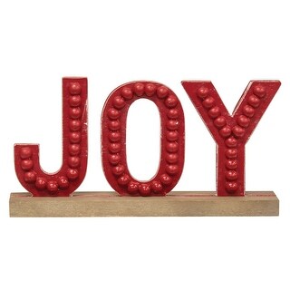 Distressed Beaded Wooden Joy Sign on Base - Bed Bath & Beyond - 36295891