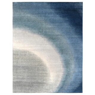 Shahbanu Rugs THE OCEAN, Modern Gradation Design, Thick and Plush, Hand ...