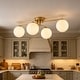 4-Light 31.89" Linear Sputnik Globe Ceiling Light Frosted Opal Glass ...