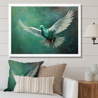 Designart "Teal Dove S Journey " Dove Framed Canvas Wall Art - Bed Bath ...