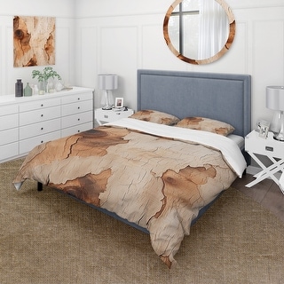 Designart "Brown tree bark Essence 4" Tree Bedding Cover Set ...