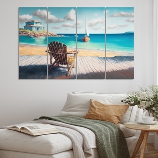 Designart "Relax At The Beach I" Beach Multipanel Canvas Print - Bed ...