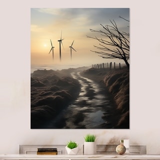 Designart "Wind Turbines Twilight" Wind Turbines Metal Wall Art Prints ...