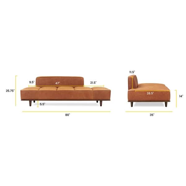 Poly & Bark Jasper Daybed - Full Grain Genuine Italian Leather - Bed ...