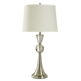 Elegantly Curved Crystal Table Lamp - Flared Base - Off-White Shade ...