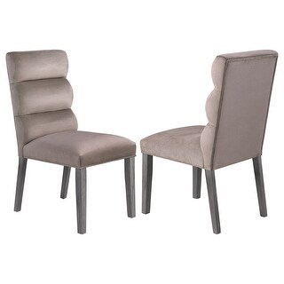 Cary Dining Chair Set of 2, Ash Gray Fabric, Tufted Foam Filled Cushion ...