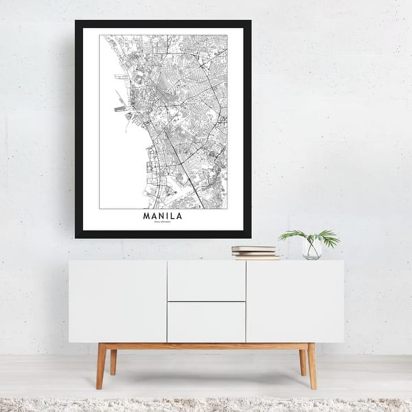 Manila Philippines Manila White Map Maps Black White Art Print/Poster ...
