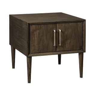 Square Wooden Frame End Table with Tapered Legs and Metal pulls, Brown ...
