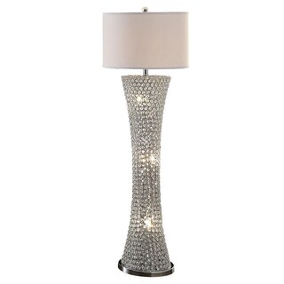 Wren 54 Inch Floor Lamp, Crystal Base with Subtle Curve, Metal, Silver ...