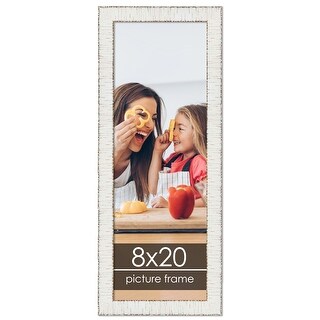 8x20 White Rustic Birch Wood Picture Frame with UV Acrylic, Foam Board ...