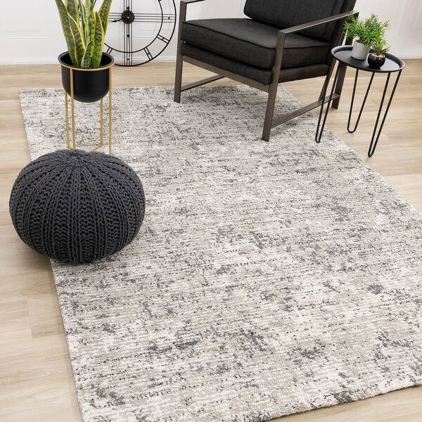 Ryan Collection - Grey/Cream Distressed Lines Rug - Bed Bath & Beyond ...