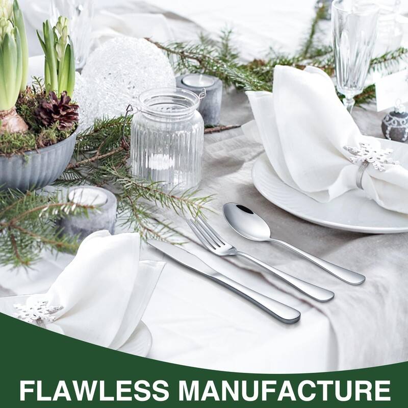 60-Piece Silverware Set with Organizer, Stainless Steel Flatware Set ...