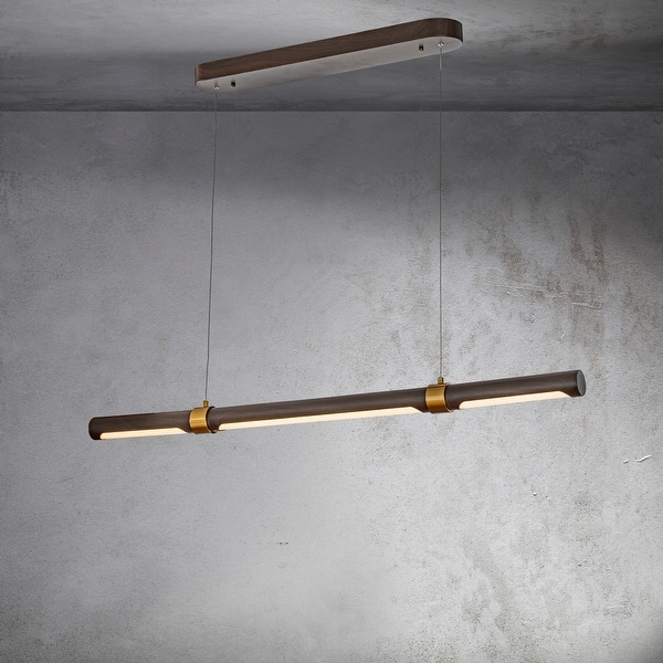 CraftHome Modern Desk Pendant Light LED 12W Linear Iron Walnut LED ...