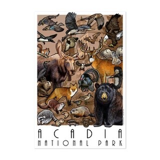 Acadia National Park Illustrations Lighthouse Moose Art Print/Poster ...