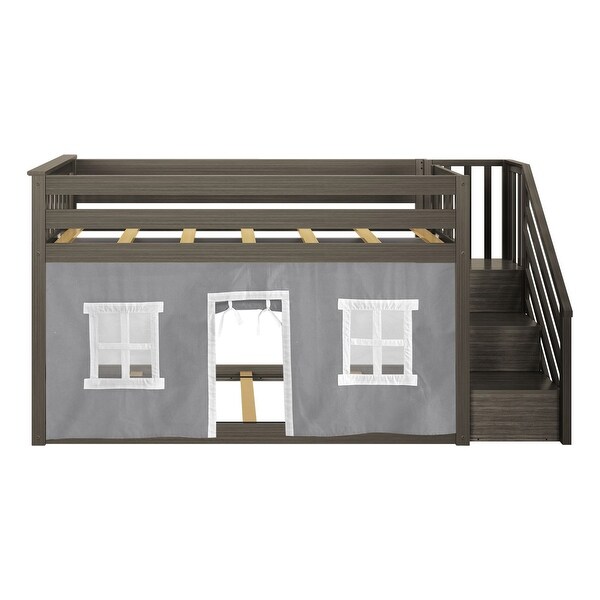 Max and Lily Twin over Twin Low Bunk Bed with Staircase and Curtains On Sale Bed Bath Beyond 37108580