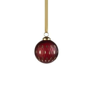 3" Red Frosted & Etched in Gold Glass Ball Ornaments, Set of 6 - Bed ...