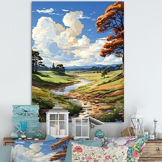 Designart "Japanese Golf Course Landscape Harmony IV" River Wall Art ...