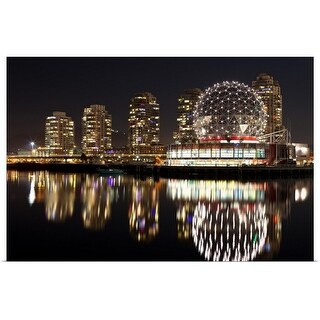 "Science World lit up at night, False Creek, Vancouver, British ...