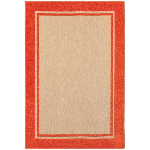 Chelmsford Sand Orange Border Outdoor Casual Area Rug - Bed Bath ...
