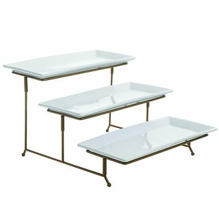 3-Tier Rectangular Dessert Stand with Gold Accents - Bed Bath & Beyond ...