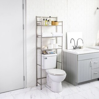 4 Piece Steel Satin Nickel Bathroom Organization Set - Bed Bath ...