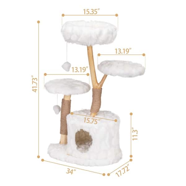 42in. Luxury Natural Branch Cat Tree,Modern Indoor Cat Tree With bottom ...