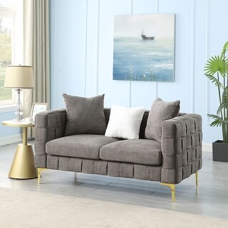 Square Arms Accent Sofas Snowflake Velvet Upholstered Loveseat Sofa ...