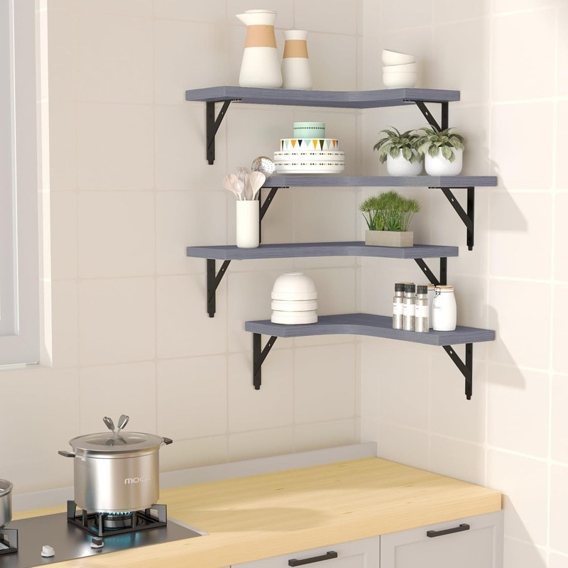 rustic corner shelves with brackets