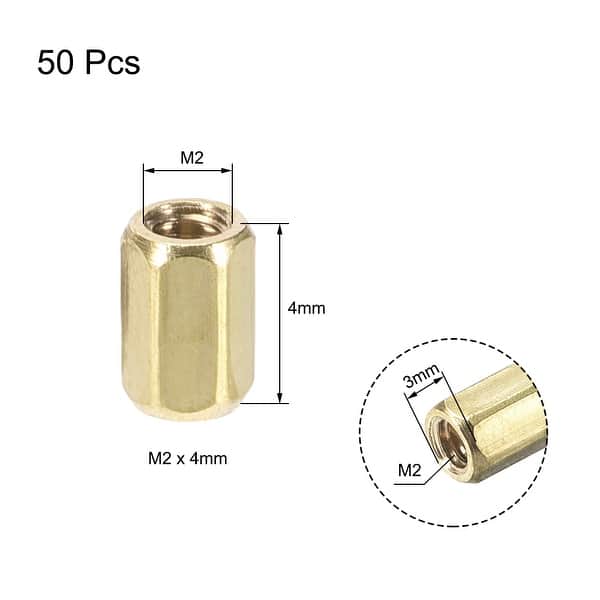 M2 x 3mm Female to Female Hex Brass Spacer Standoff 50pcs - Bed Bath ...