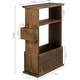 Rustic Burnt Wood End Table with Storage Shelf and Magazine Rack, 24 ...