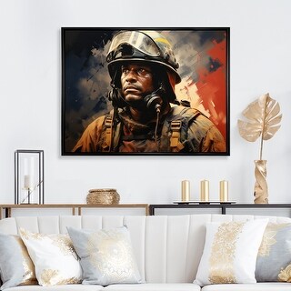 Designart "Fireman Portrait III" Fireman Framed Wall Art Prints - Bed ...