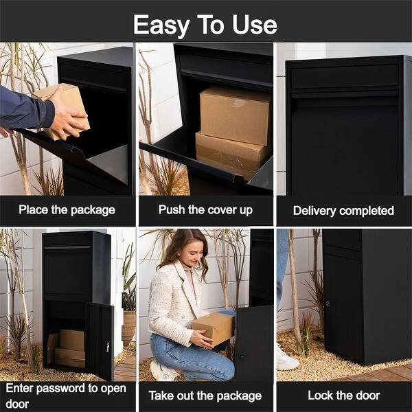 Package Delivery Box, Parcel Mailbox with Secure Storage Compartment ...
