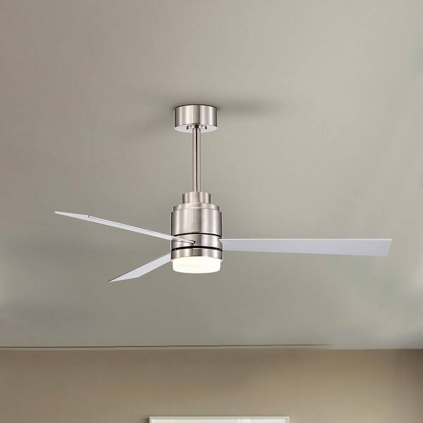 Brushed Nickel 52 in. Integrated LED Indoor 3-Blade Reversible Ceiling ...